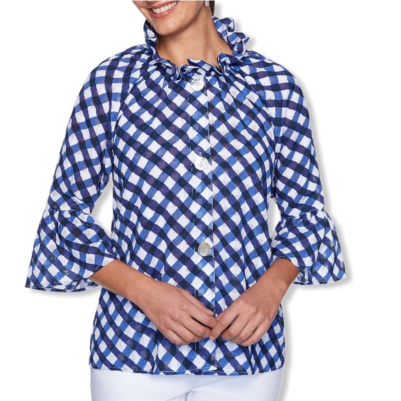 Ruby Rd. | Tops | Plus Ruby Rd Blue Gingham Brushstroke Blouse | Poshmark